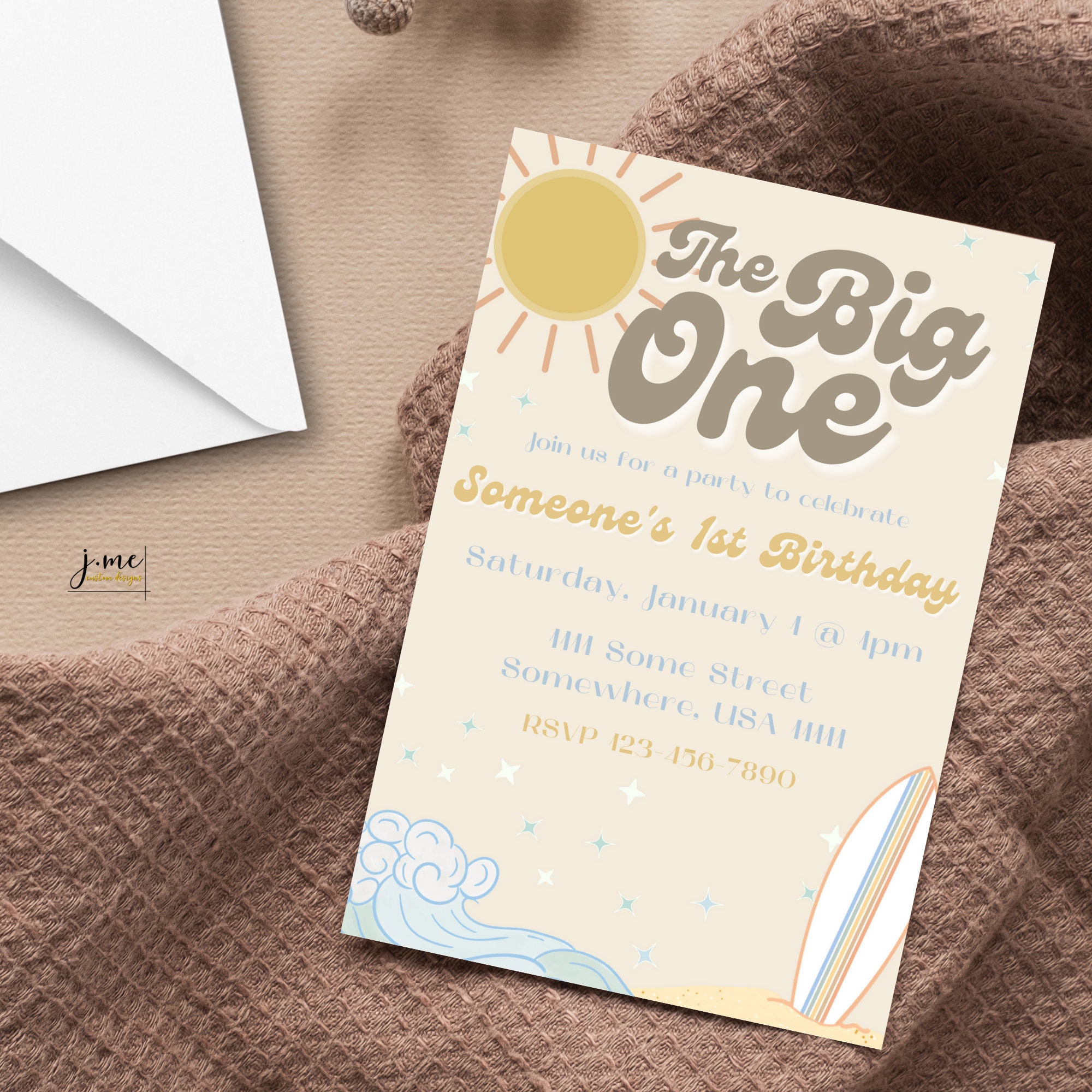 The Big One Invitation Template Retro Surfer Theme First - Etsy
