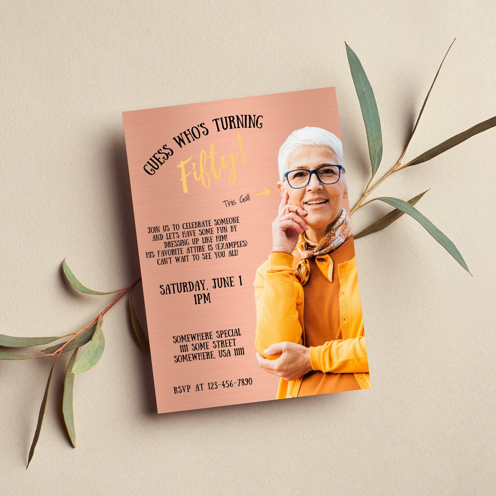 Fiftieth Birthday Invitation Template for Her 50th Birthday Invitation ...
