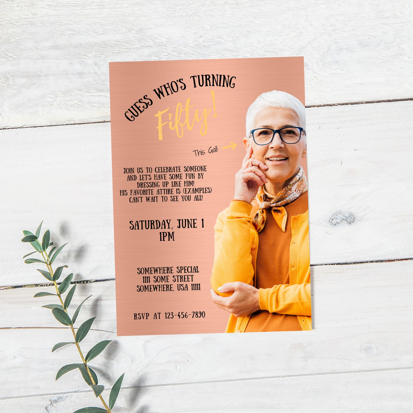 Fiftieth Birthday Invitation Template for Her 50th Birthday Invitation ...
