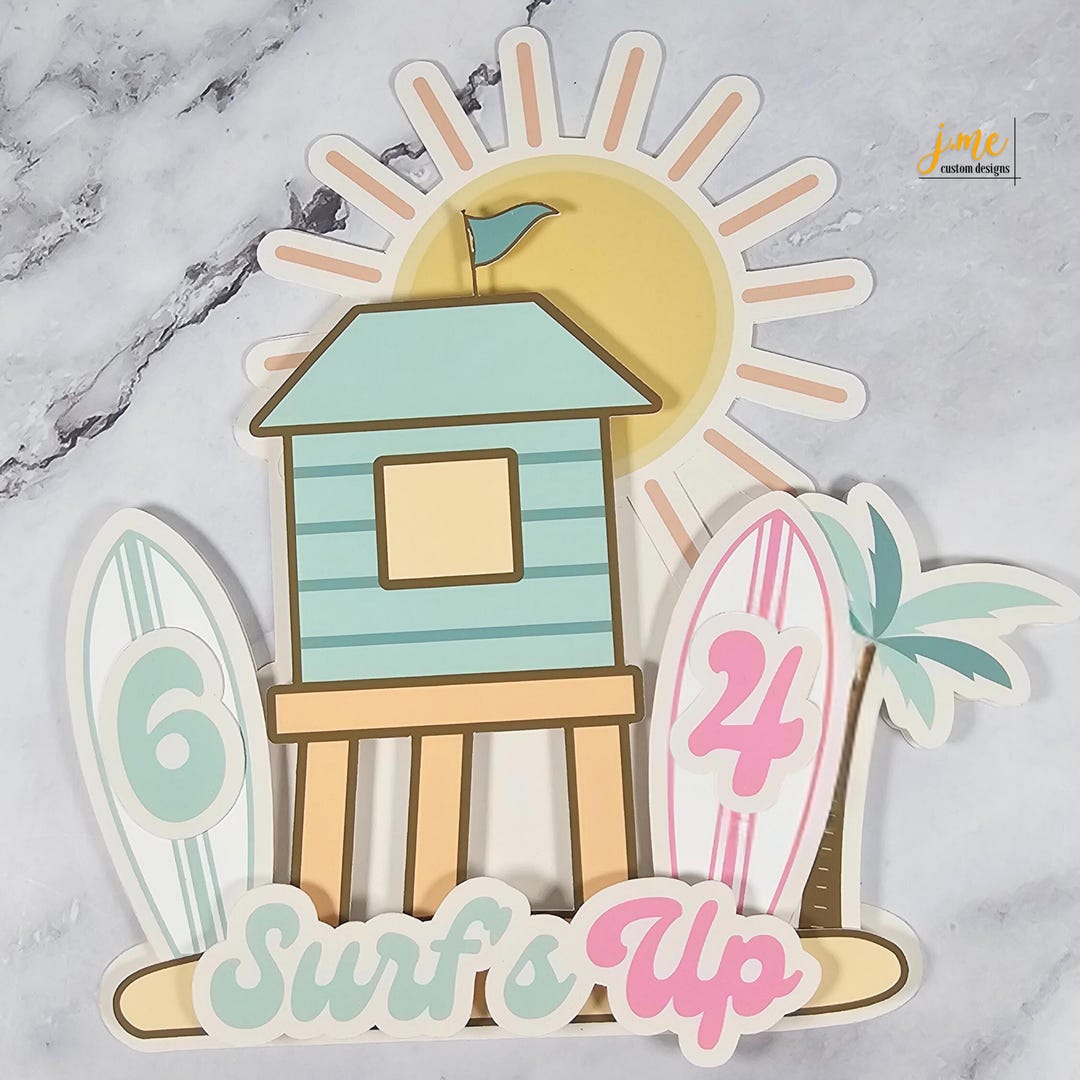 Surf's up Cake Topper Surfer Birthday Decor Joint Birthday Boy and Girl ...