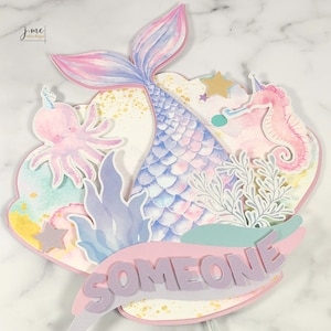 Splish Splash Mermaid Birthday Cake Topper Girl Pool Party Decor Under ...