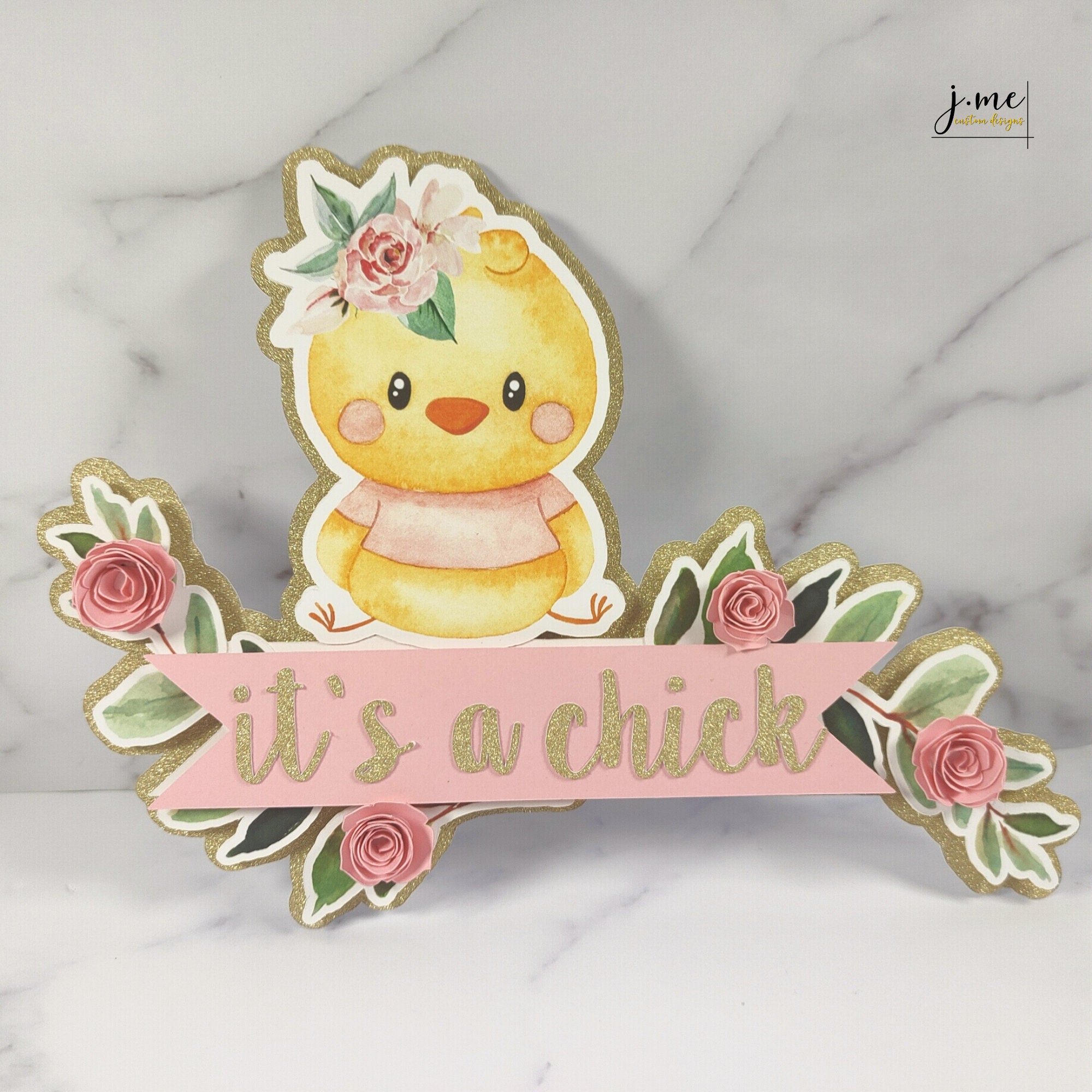 Baby Shower It's a Chick Cake Topper for Baby Girl Little Chick 3D Cake ...