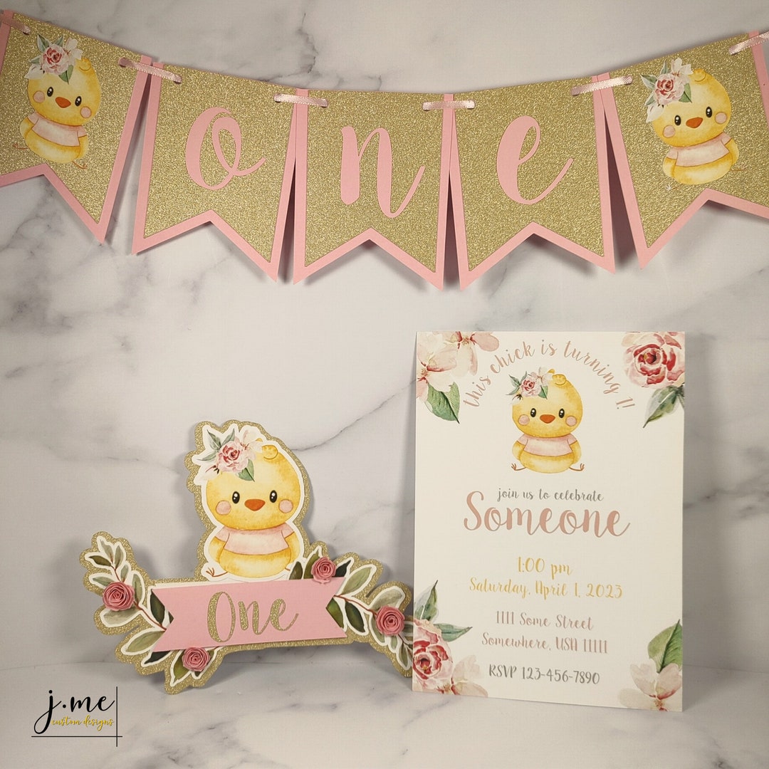 Birthday Chick First Birthday Party Decor and Invitation Set This Chick ...