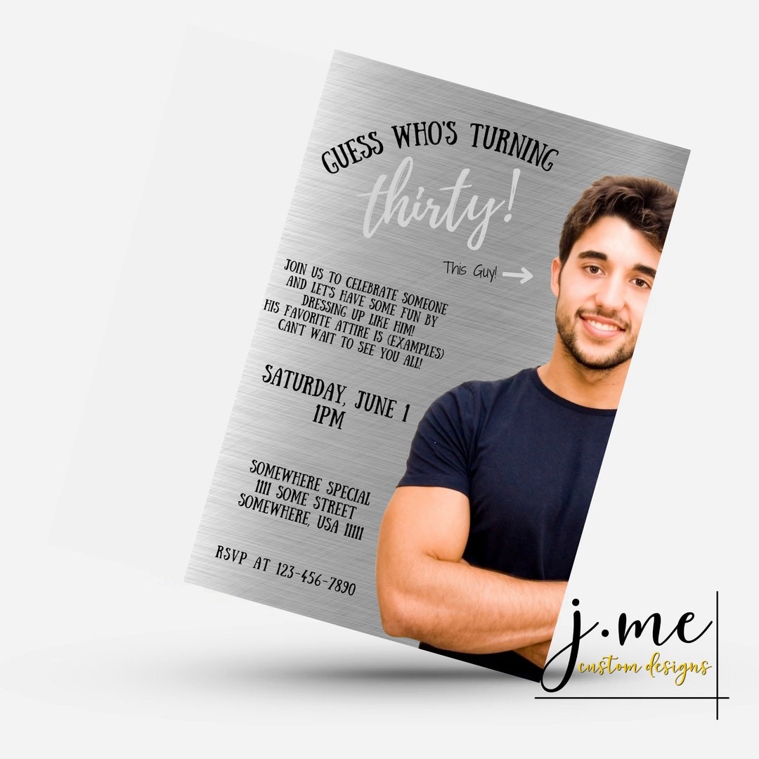 Thirtieth Birthday Guy Invitation Who's Turning 30 Birthday Invitation ...