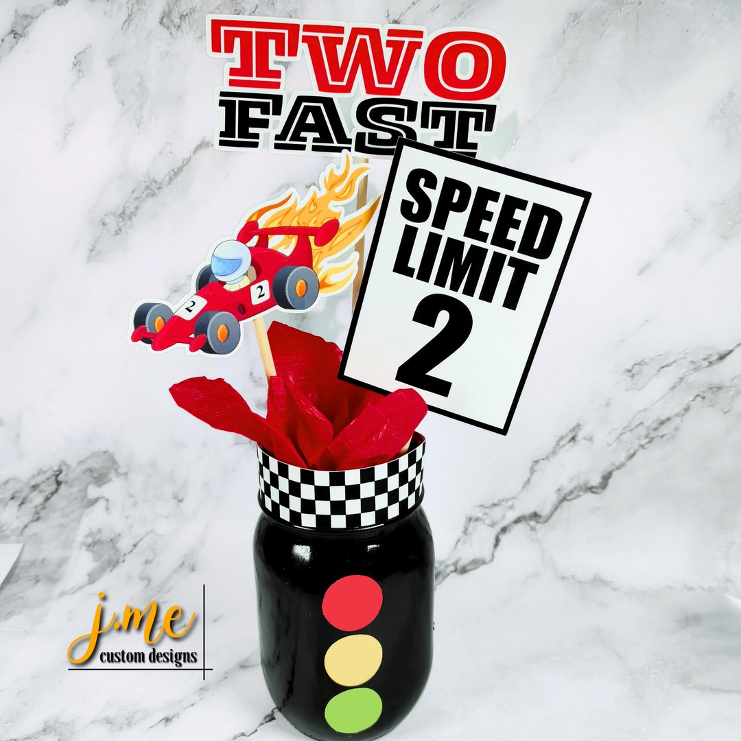 Two Fast Centerpiece Signs Racing Signs for Second Birthday Party Mason ...