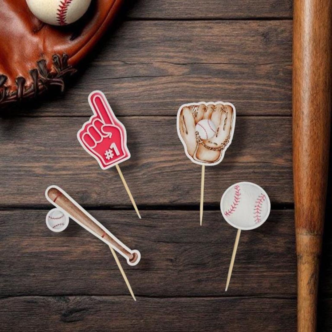 Baseball Birthday Cupcake Toppers Batter up Set of 24 Baseball Cupcake ...