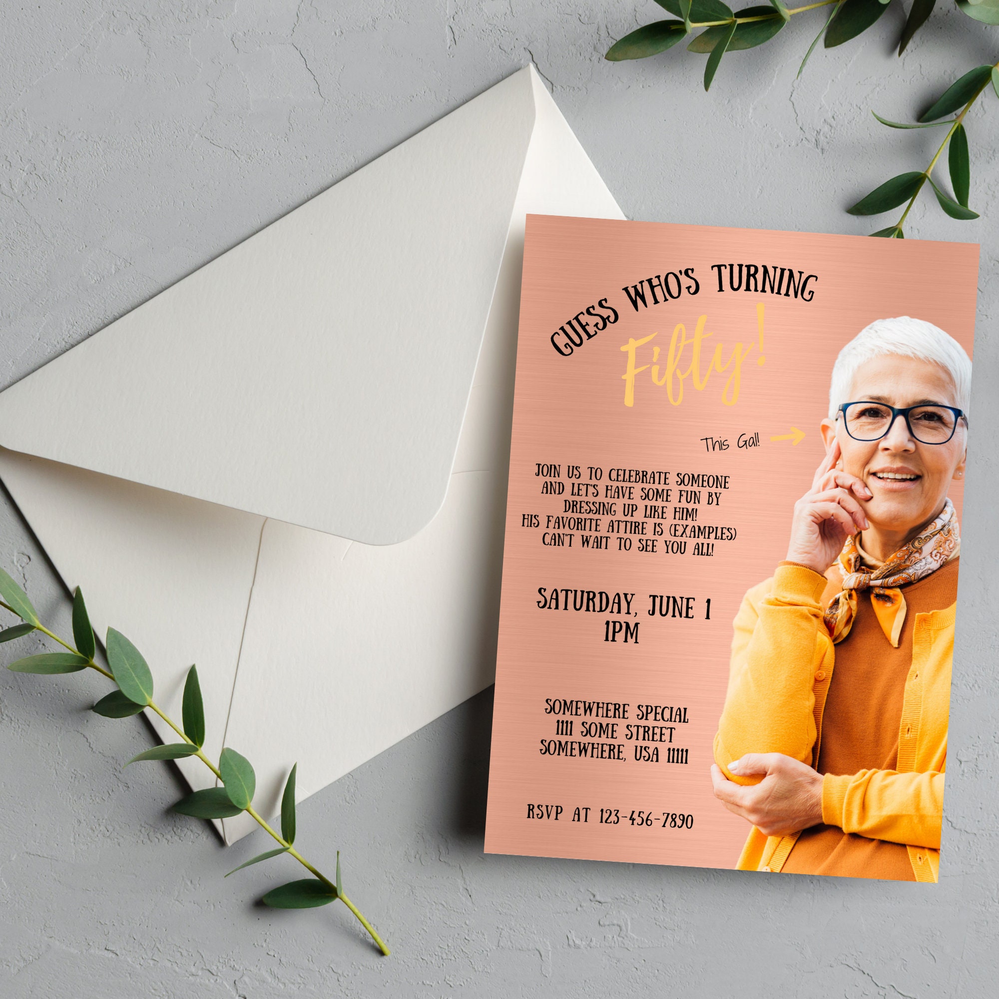 Fiftieth Birthday Invitation Template for Her 50th Birthday Invitation ...