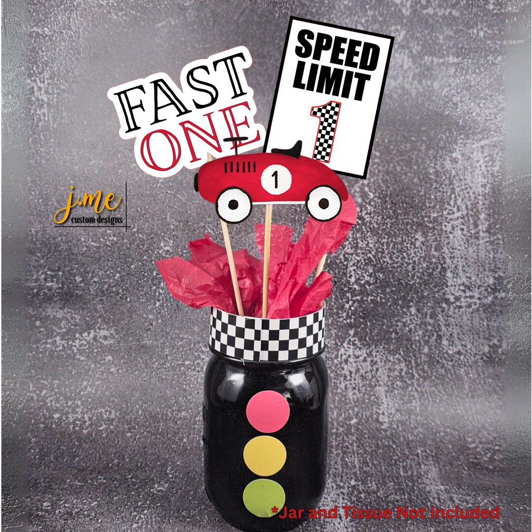 Fast One DIY Centerpiece for Birthday Party Racing Decor Fast One ...