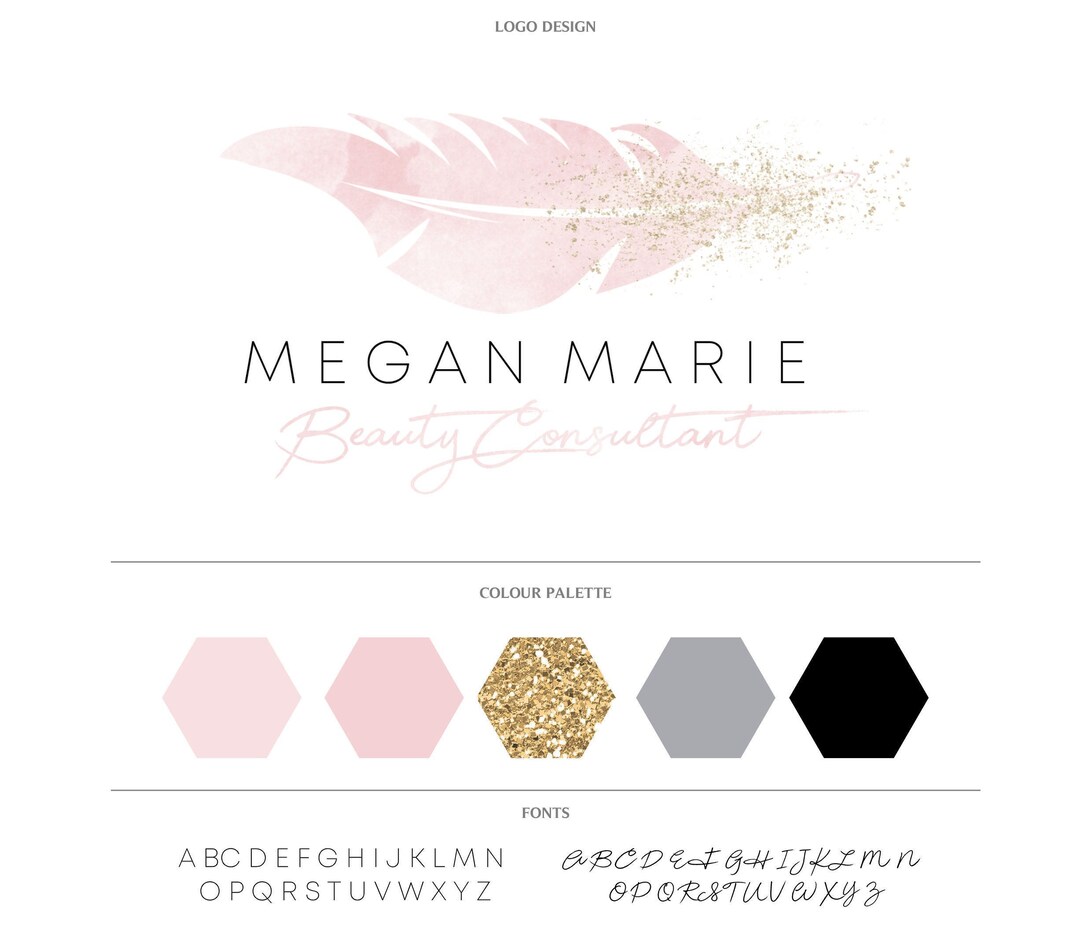 Dusty Rose Watercolor Feather Logo Dusty Pink Watercolor - Etsy