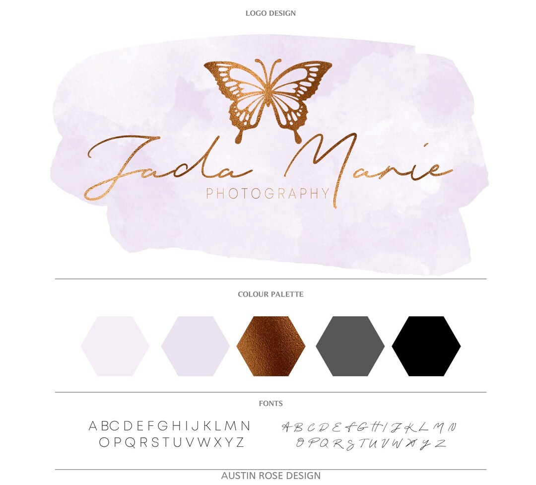 Lilac Watercolor Logo Design With Butterfly Minimalist Logo - Etsy