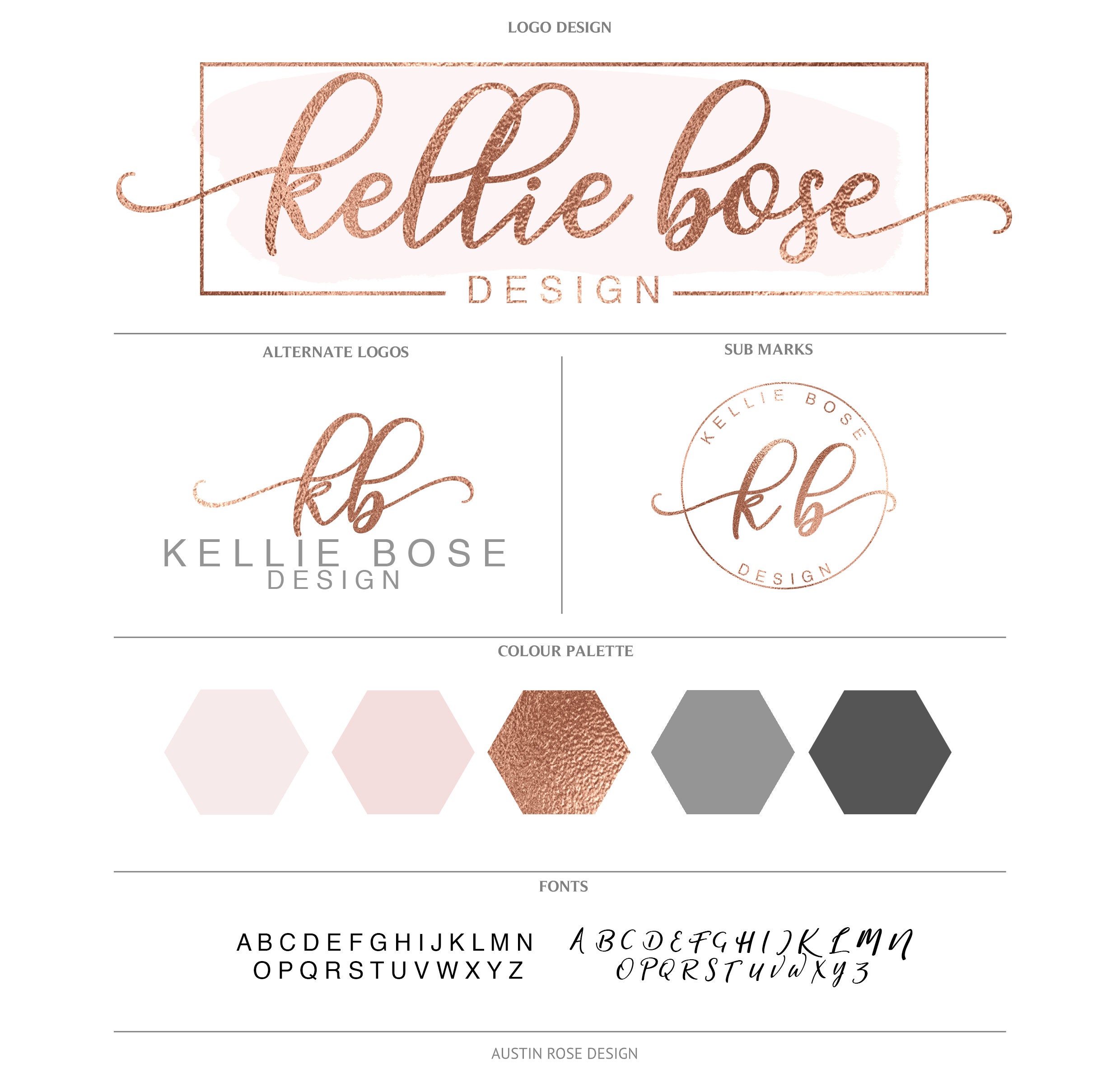 Copper Logo Design Branding Kit Blush Pink Branding Package | Etsy