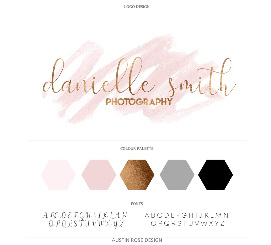 Bronze Logo Design Watercolor Logo Design Pink Watercolor Logo Pink and ...