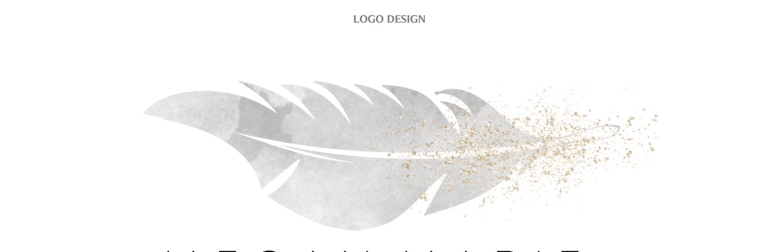 Boho Logo Watercolor Feather Logo Gray and Gold Branding | Etsy