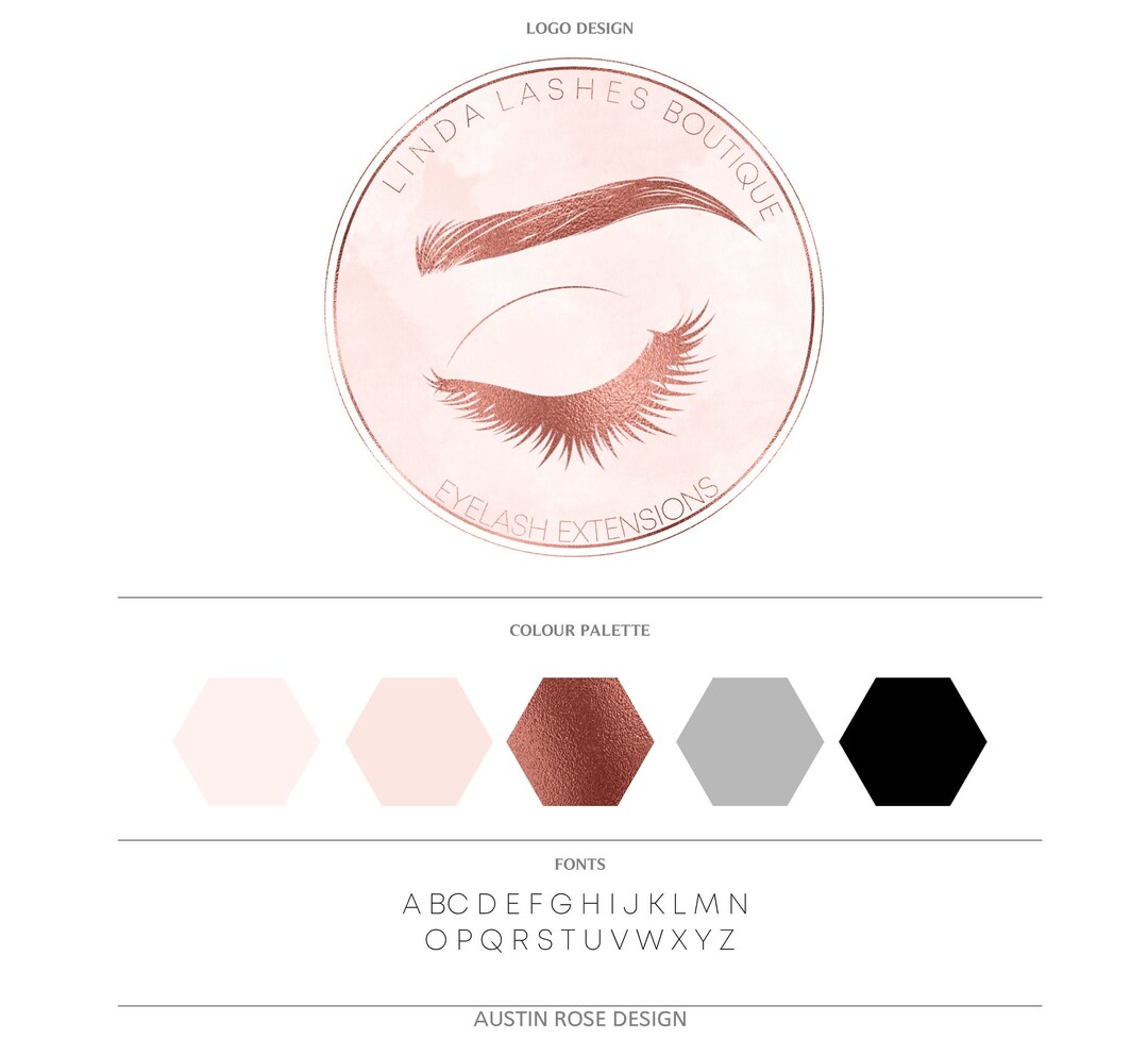Rose Gold Eyelash Extensions Logo Eyebrows Microblading Logo Beauty ...