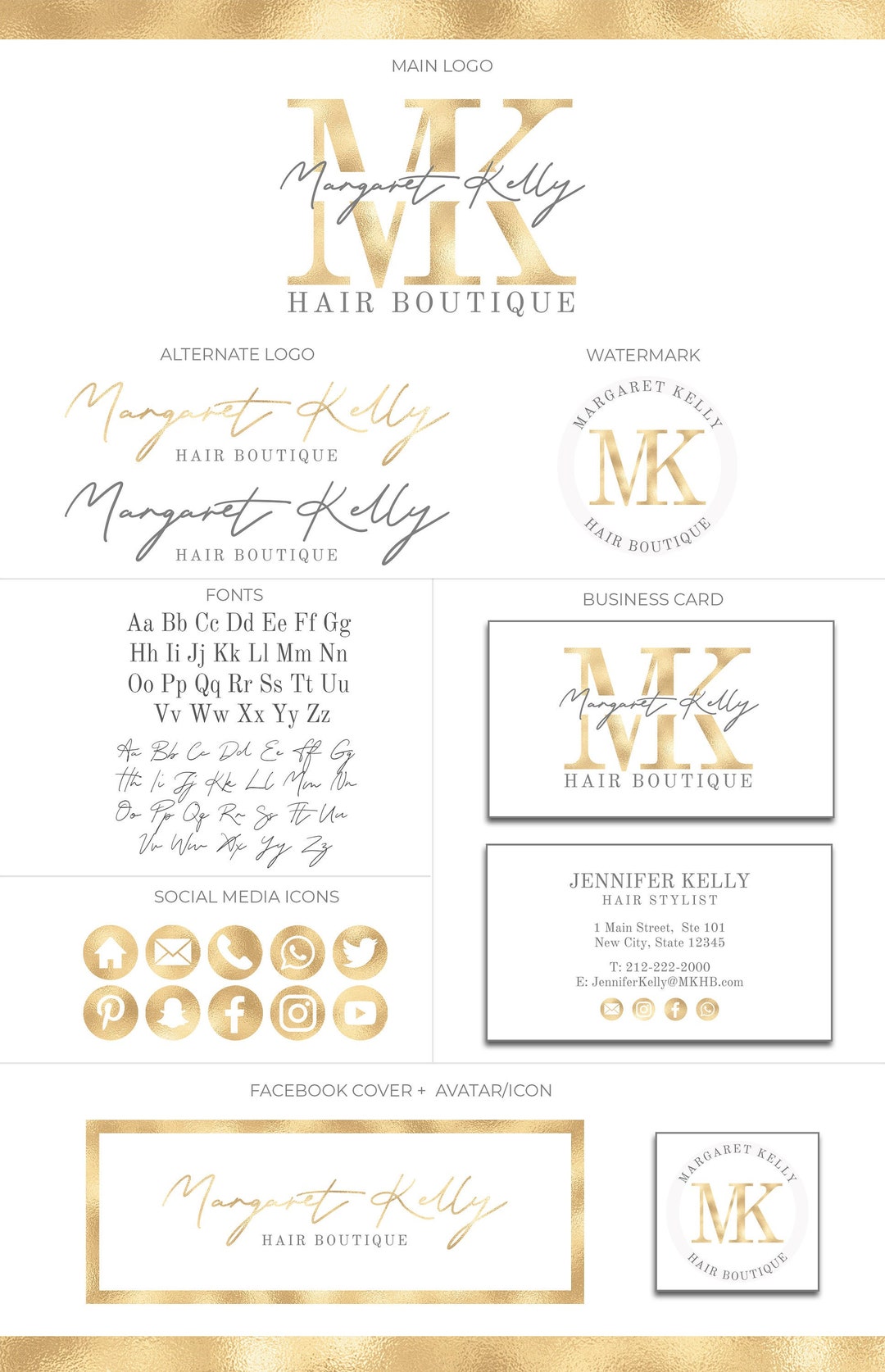 Gold Initials Branding Kit Minimalist Branding Package - Etsy