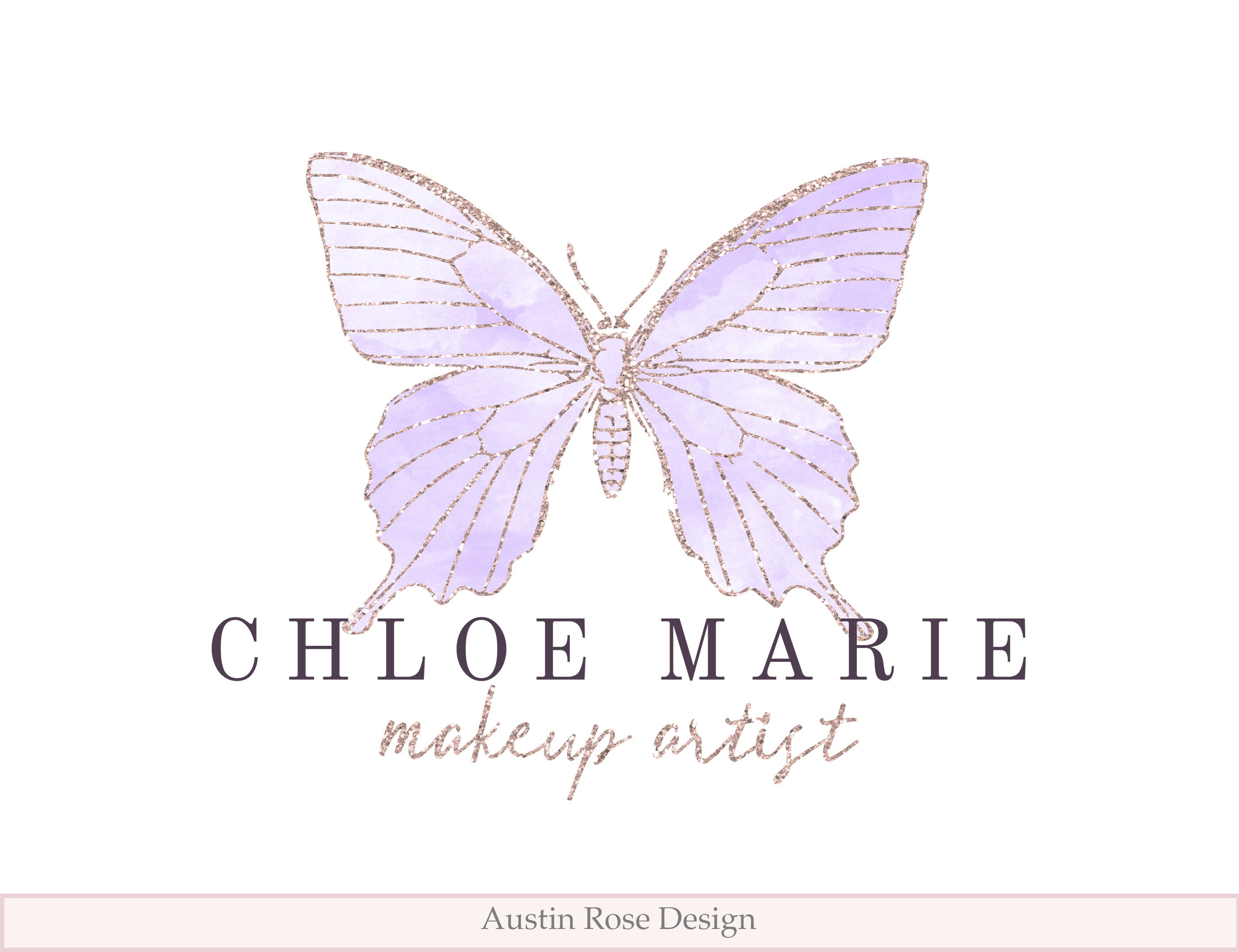 Lilac Logo Design Beauty Purple Butterfly Logo Premade - Etsy
