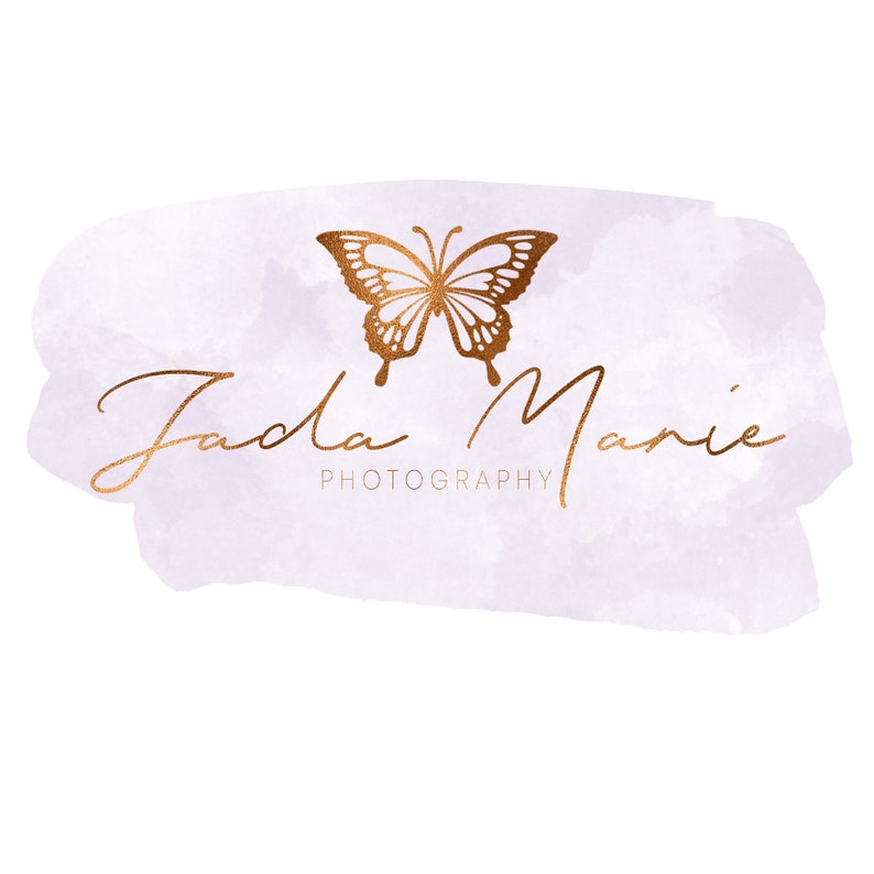 Lilac Watercolor Logo Design With Butterfly Minimalist Logo - Etsy
