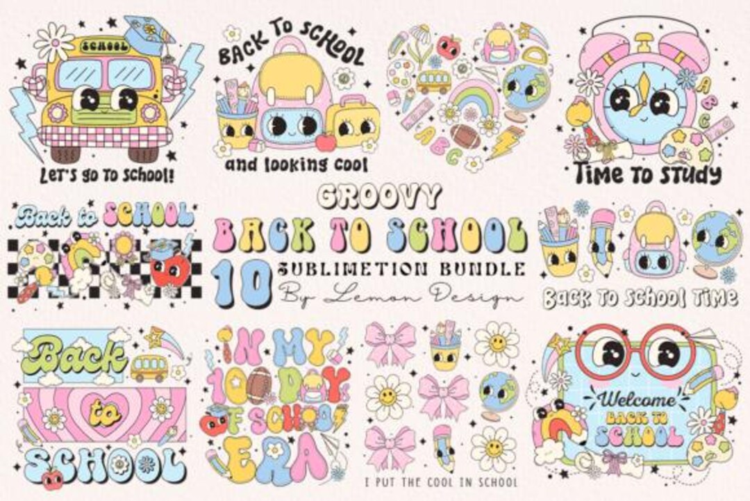 Retro Groovy Back to School Bundle - DIGITAL DOWNLOAD - Etsy
