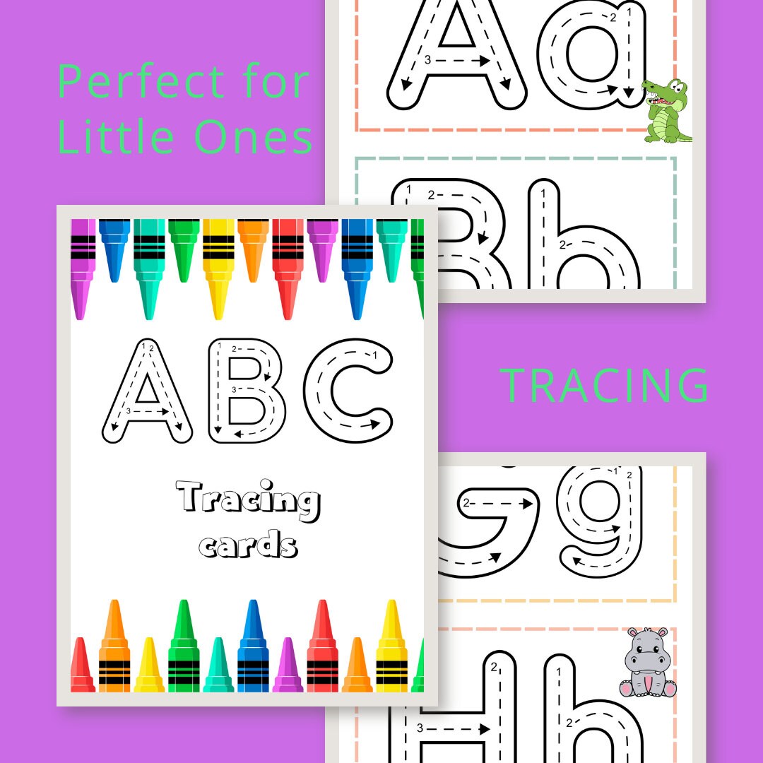A-B-C Tracing Cards - Preschool, Kindergarten - PRINTABLE - Etsy