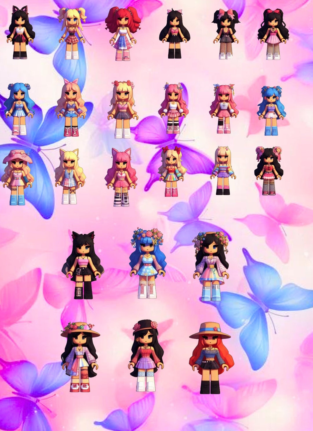 Kawaii Roblox Girl Stickers, Printable Decals (PDF/PNG) - Etsy