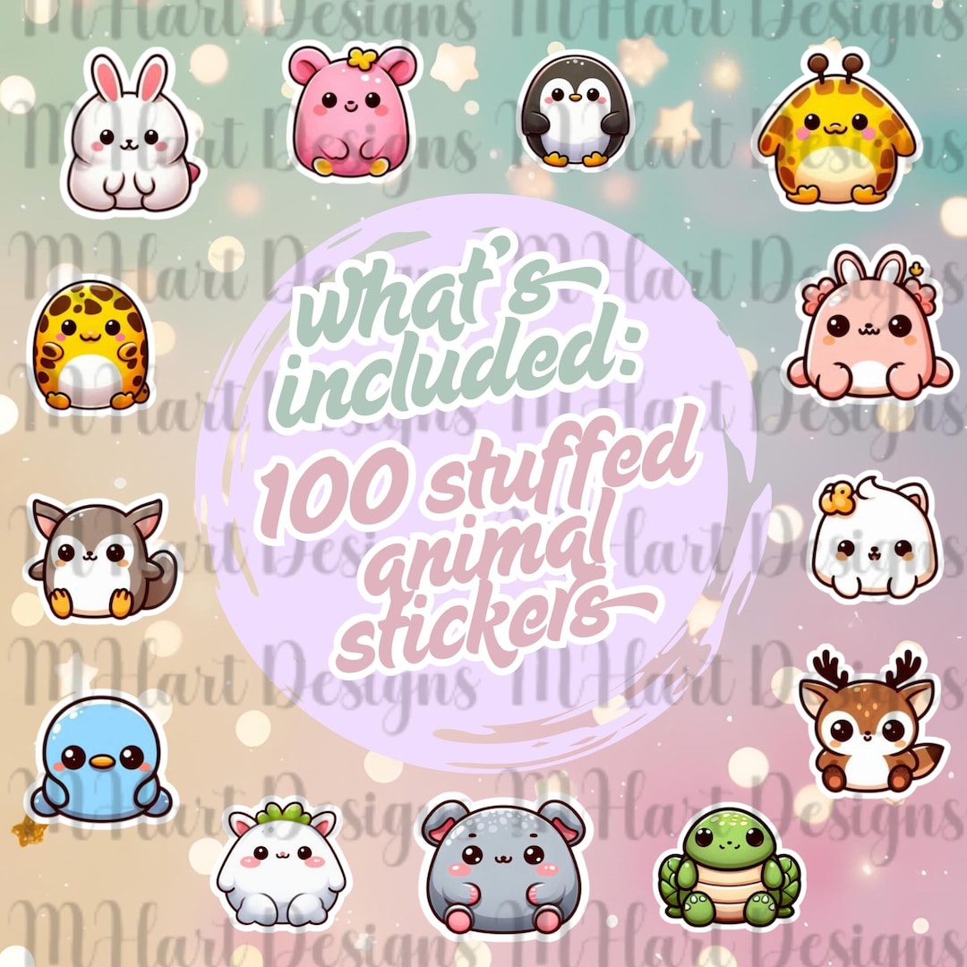 Printable Plushie Stickers, 100 PNG Files | Cute Printable Stickers ...