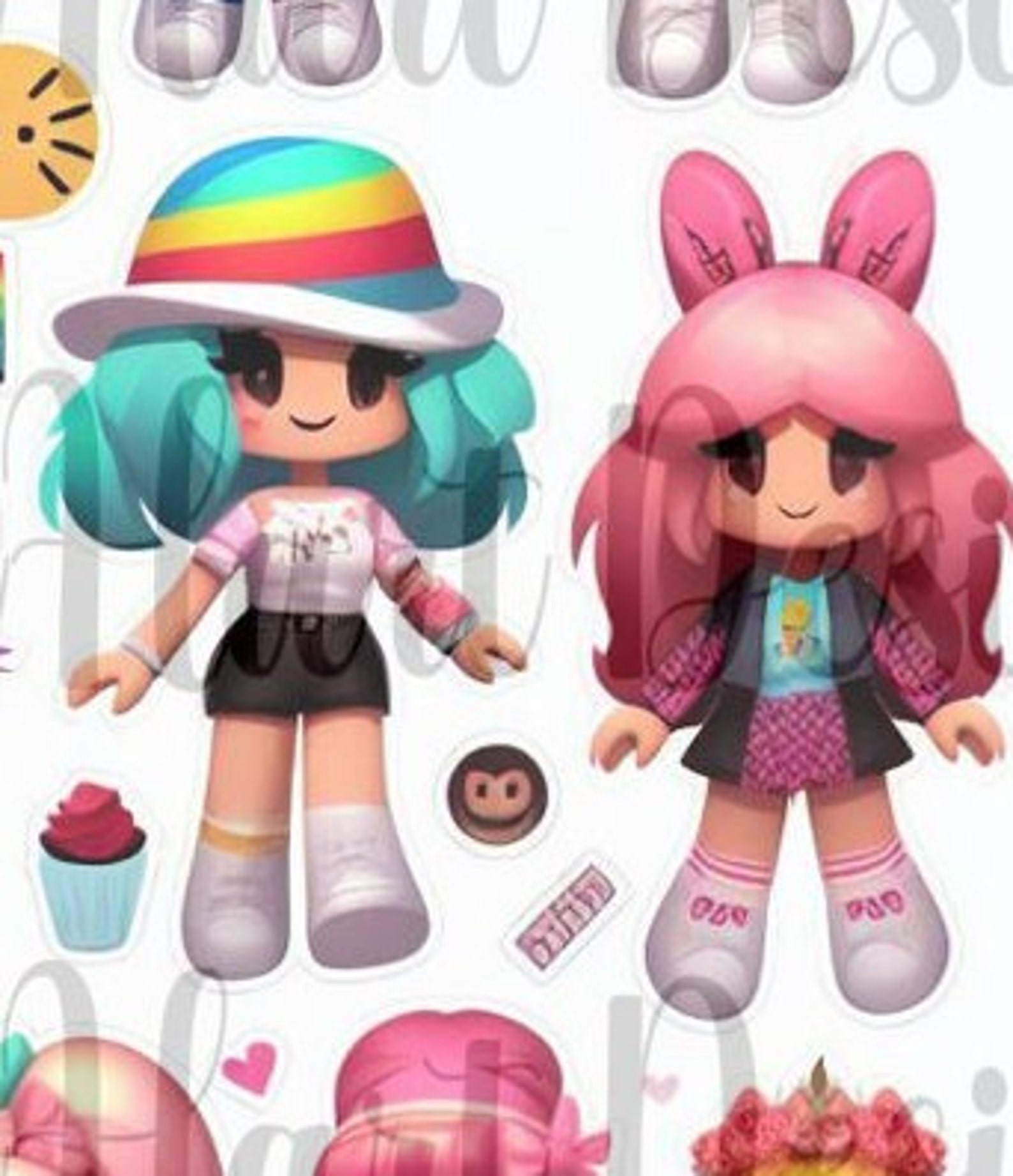 Roblox Girl Avatar Stickers: Printable Gamer Stickers (PDF File) - Etsy