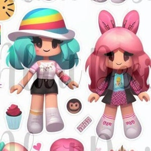 Roblox Girl Avatar Stickers: Printable Gamer Stickers (PDF File) - Etsy