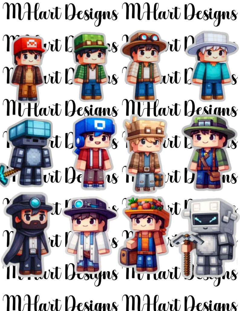 Minecraft Character Stickers, Printable Party Favors (PDF/PNG) - Etsy