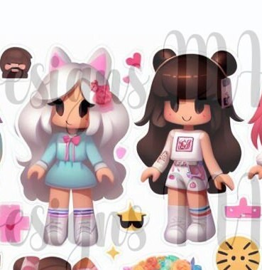 Roblox Girl Avatar Stickers: Printable Gamer Stickers (PDF File) - Etsy