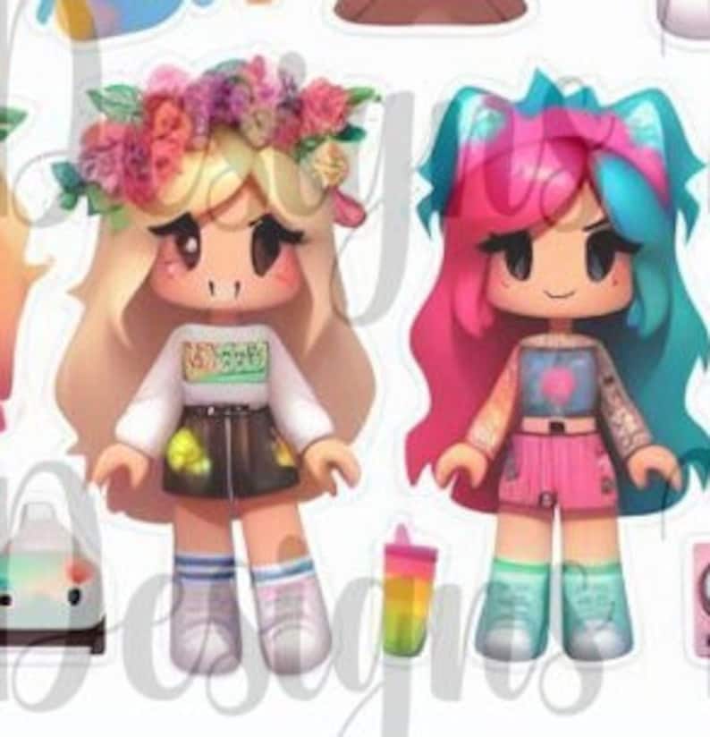 Roblox Girl Avatar Stickers: Printable Gamer Stickers (PDF File) - Etsy