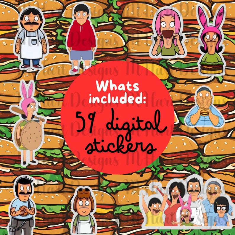 Bobs Burgers Printable Stickers- PNG -sublimation Image, Digital Image ...