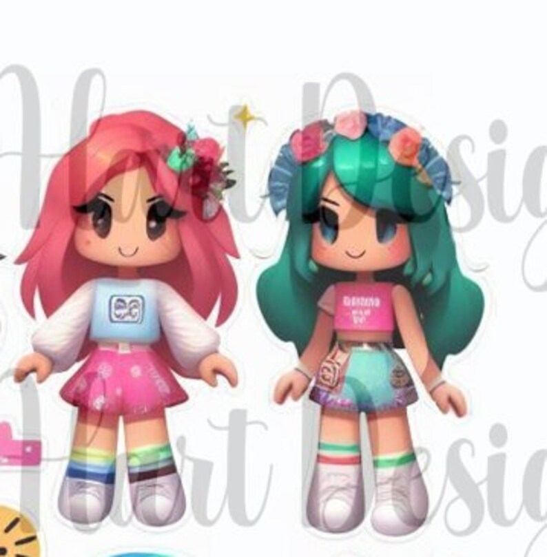 Roblox Girl Avatar Stickers: Printable Gamer Stickers (PDF File) - Etsy