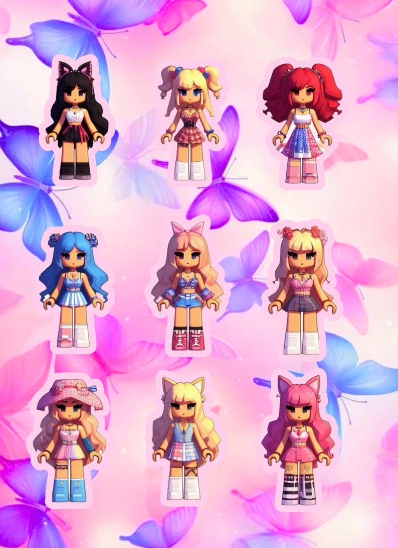 Roblox Girl Stickers, 3 Sticker Sheets, 24 Printable, Pdf File Png File ...