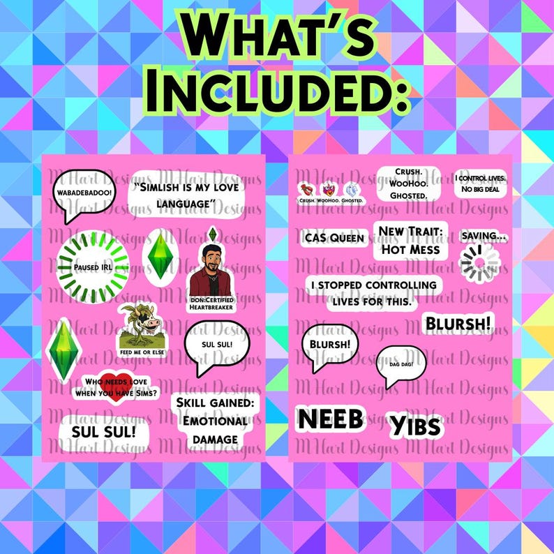 Sims 4 Stickers: Digital Gamer Scrapbook Set (PNG, PDF Downloadable ...