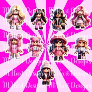 Roblox Girl Stickers: 57-piece Gamer Decal Set (digital Download) - Etsy