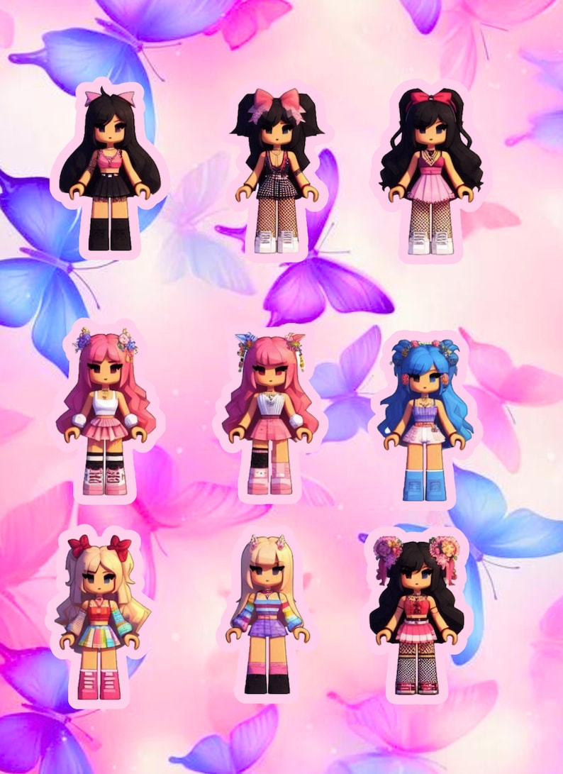 Roblox Girl Stickers, 3 Sticker Sheets, 24 Printable, Pdf File Png File ...