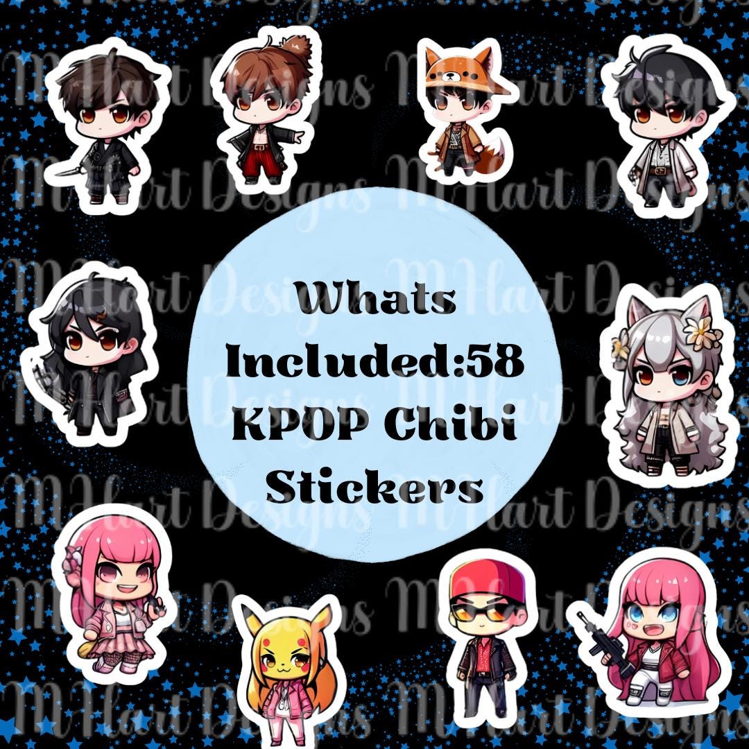 K-pop Chibi Stickers: Printable Idol Decals (PDF & PNG Digital Download ...