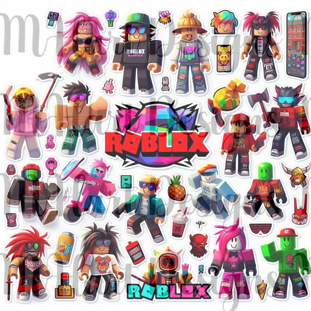 Pegatinas de Roblox, hoja de pegatinas, 30 archivo pdf imprimible ...