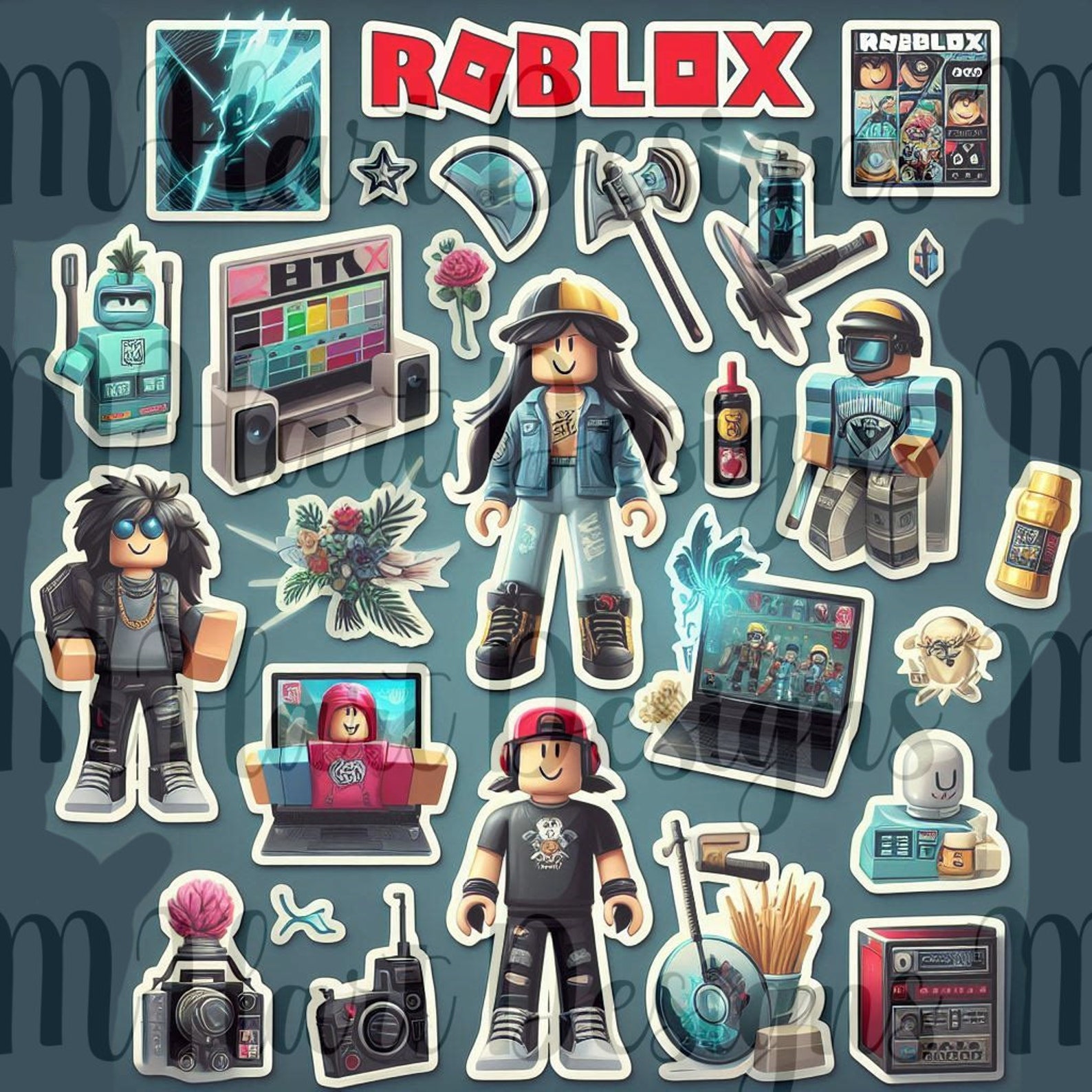 Roblox Stickers, Sticker Sheet, 20 Printable Pdf File Png File Digital ...