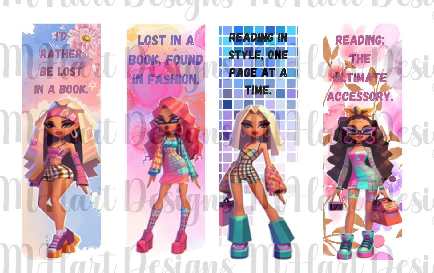 Girly Printable Bookmarks Set of 15 Instant Download Book Lover Gifts ...