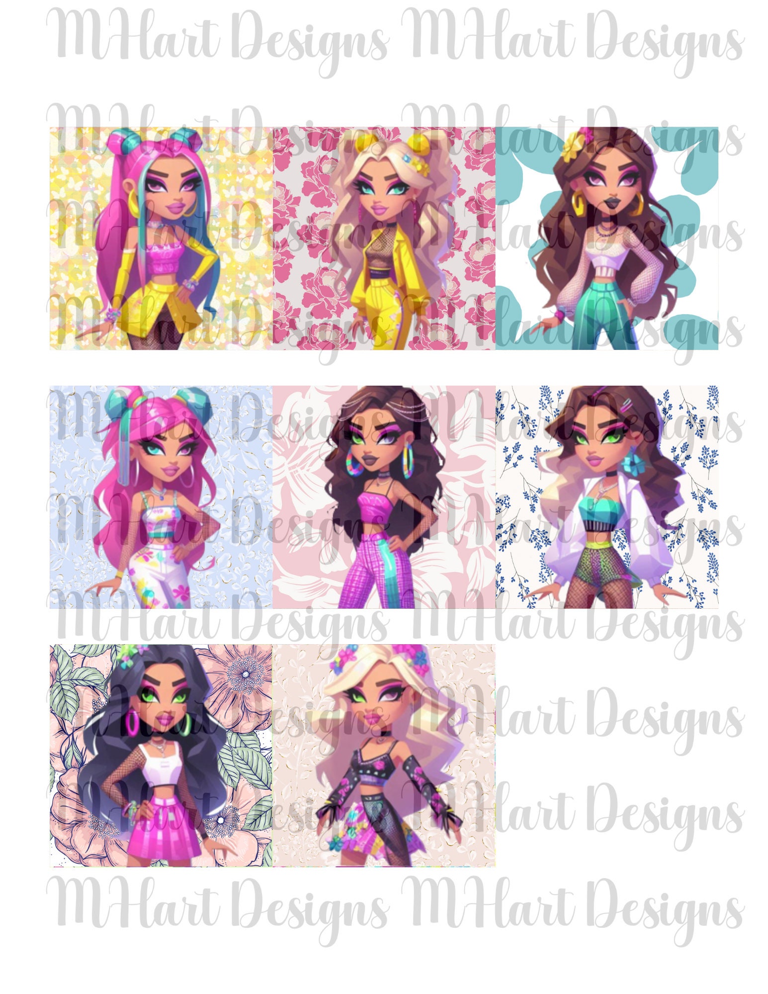 Girl Stickers, Sticker Sheet, 20 + Printable Pdf File- Png File ...