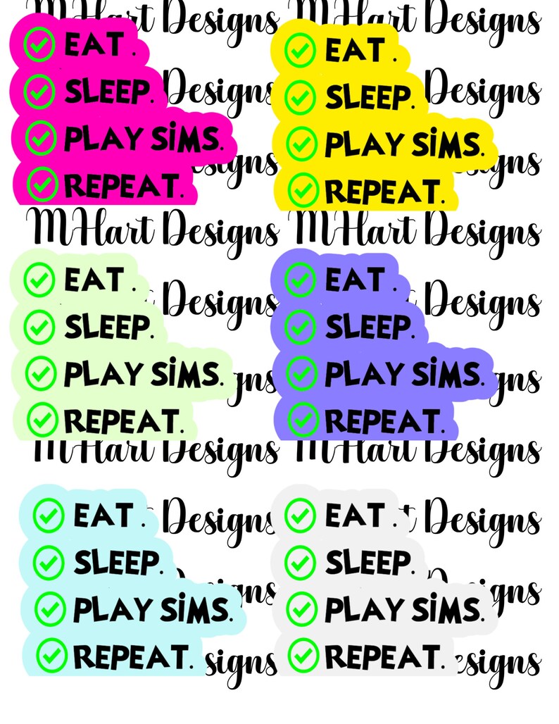 Sims 4 Printable Stickers- 6 Sheets of Stickers- Simlish Stickers ...