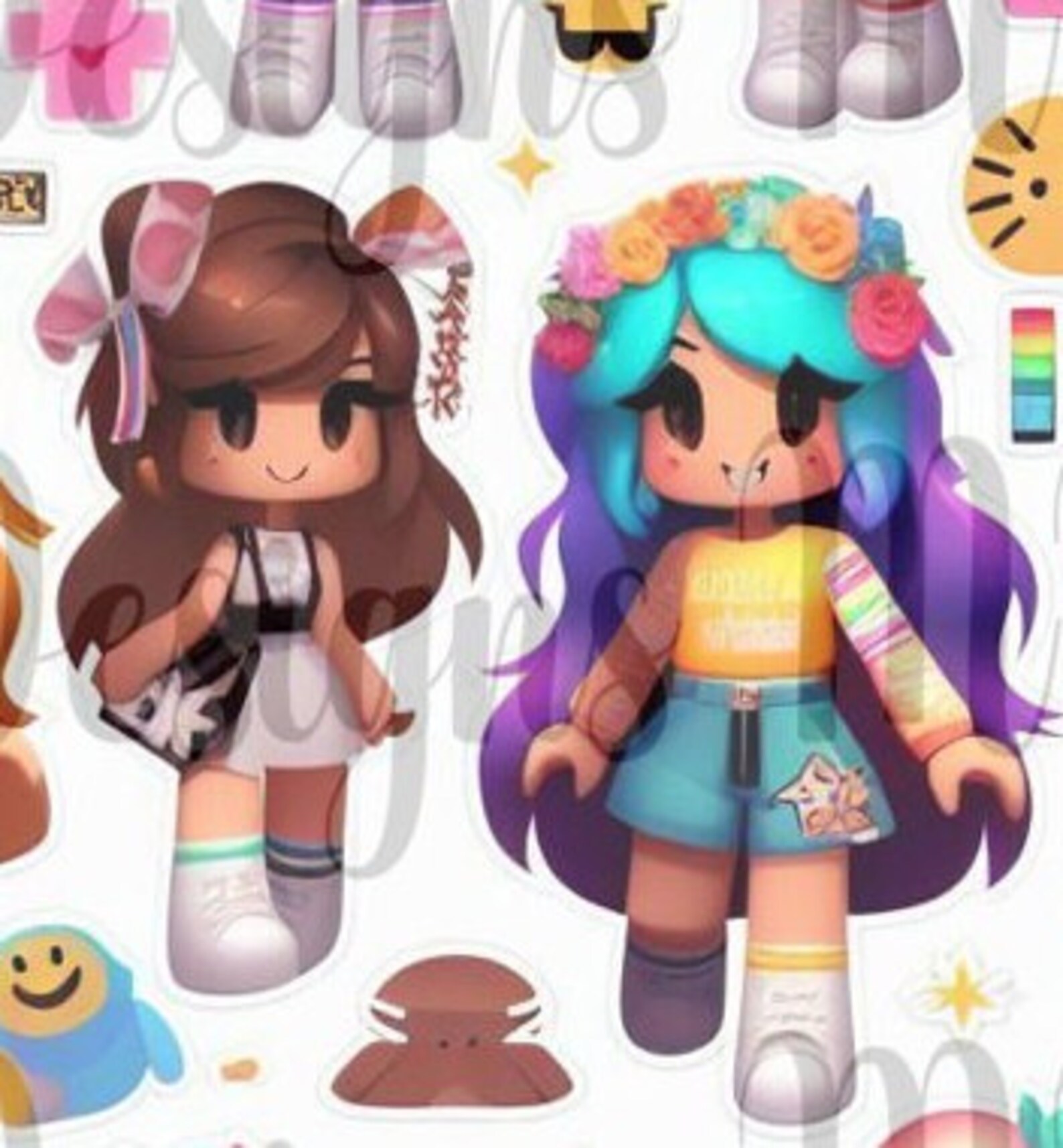 Roblox Girl Avatar Stickers: Printable Gamer Stickers (PDF File) - Etsy