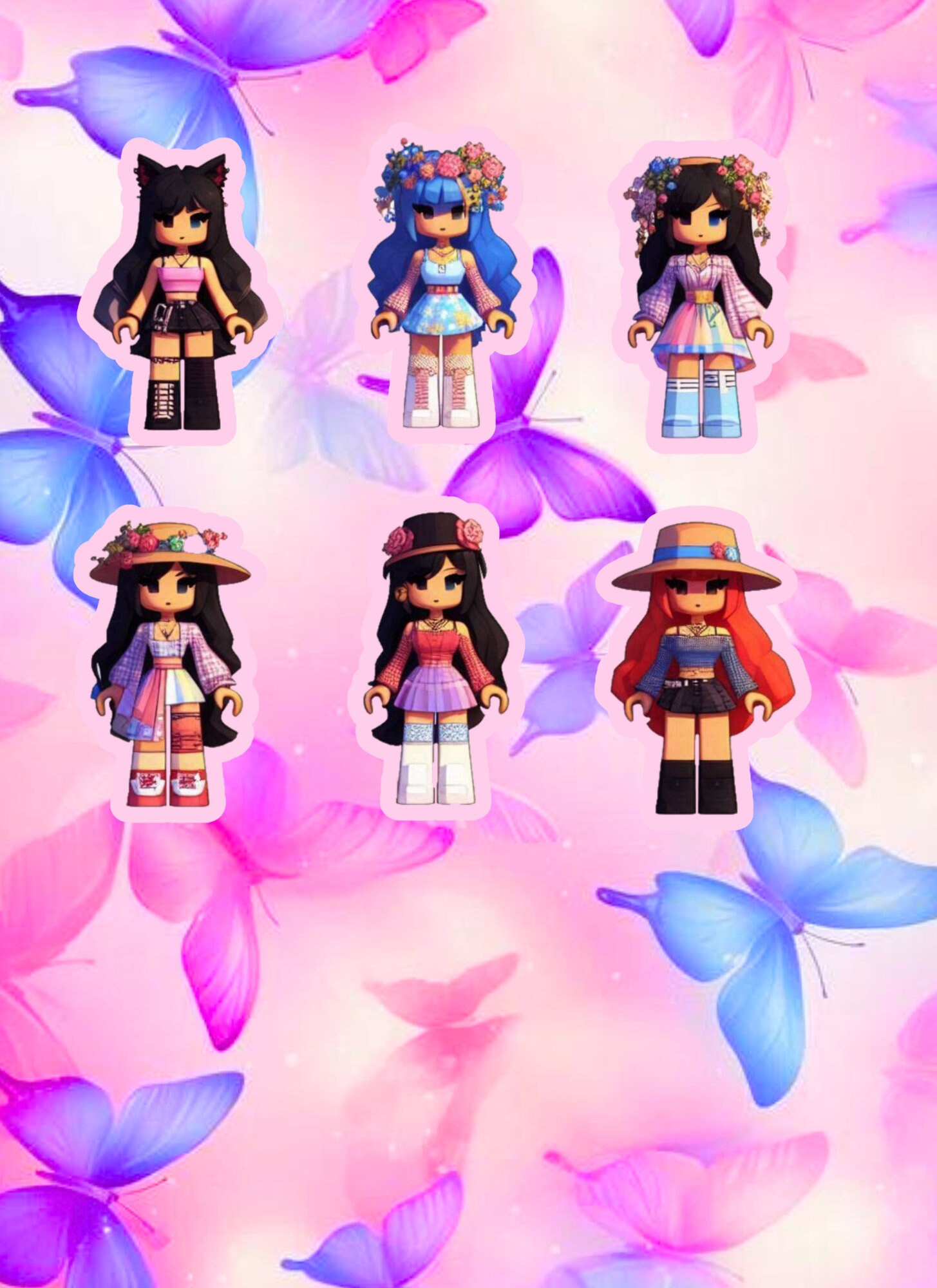 Roblox Girl Stickers, 3 Sticker Sheets, 24 Printable, Pdf File Png File ...