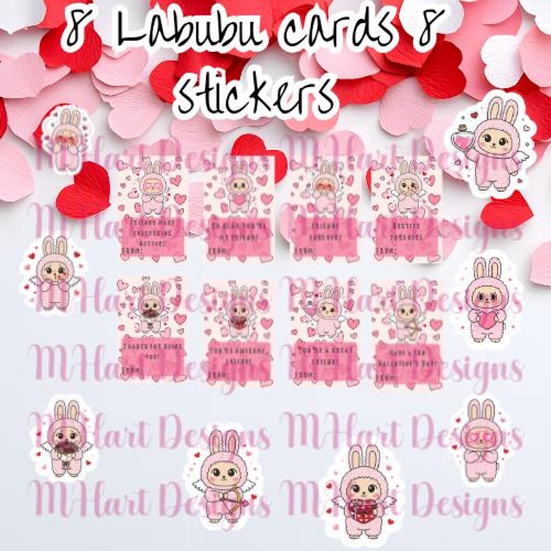 Labubu Valentine Cards and Stickers – Printable Class Valentines ...