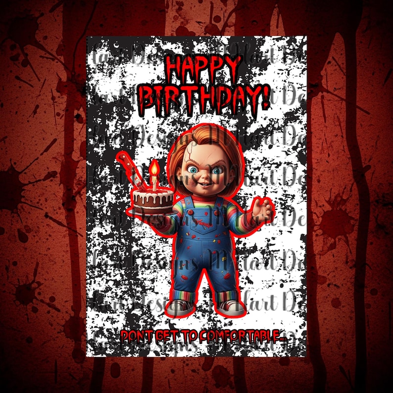 Printable Chucky Birthday Card: Horror Movie Theme (PDF & JPG Digital ...