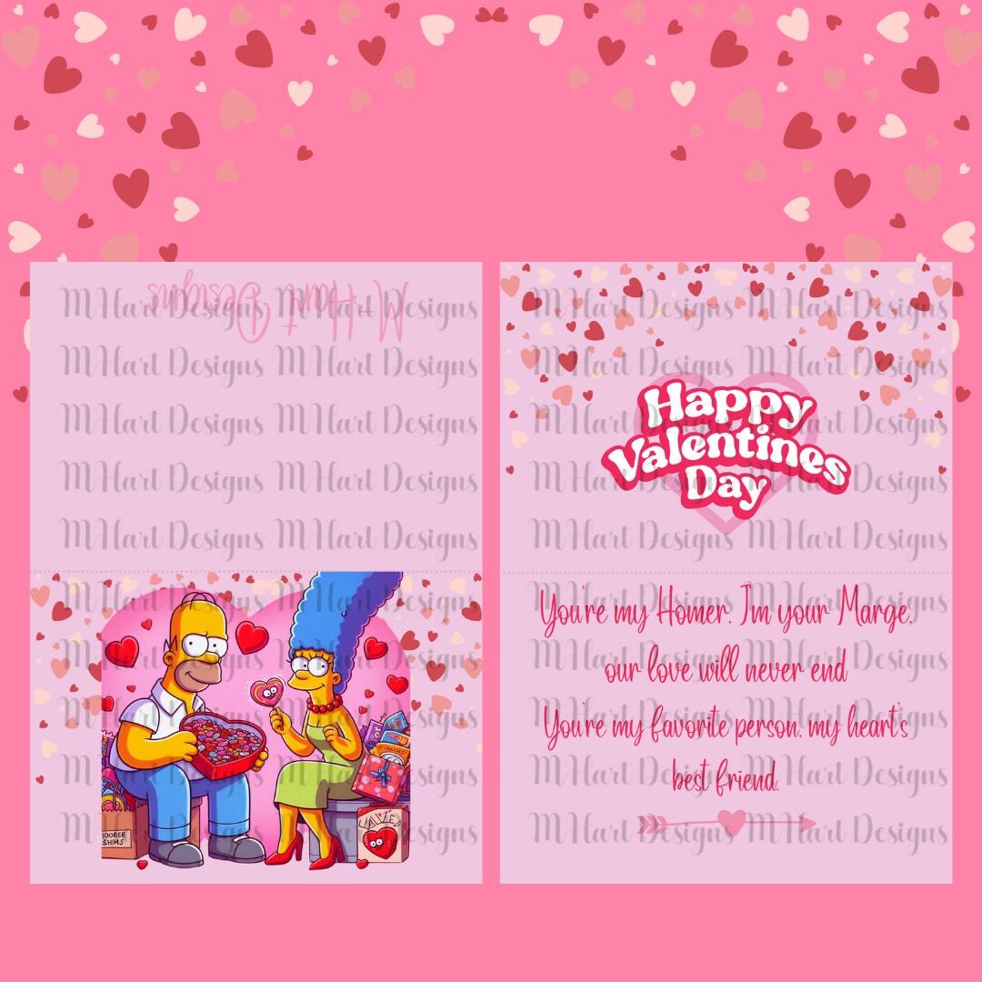 Simpson Valentine's Day Card- Printable Valentine Day Card, PDF File ...