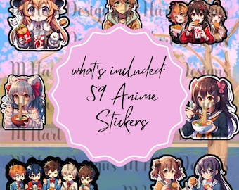 Anime Sticker PNG Pack, Anime Sticker Set, Anime PNG, Anime SVG ...