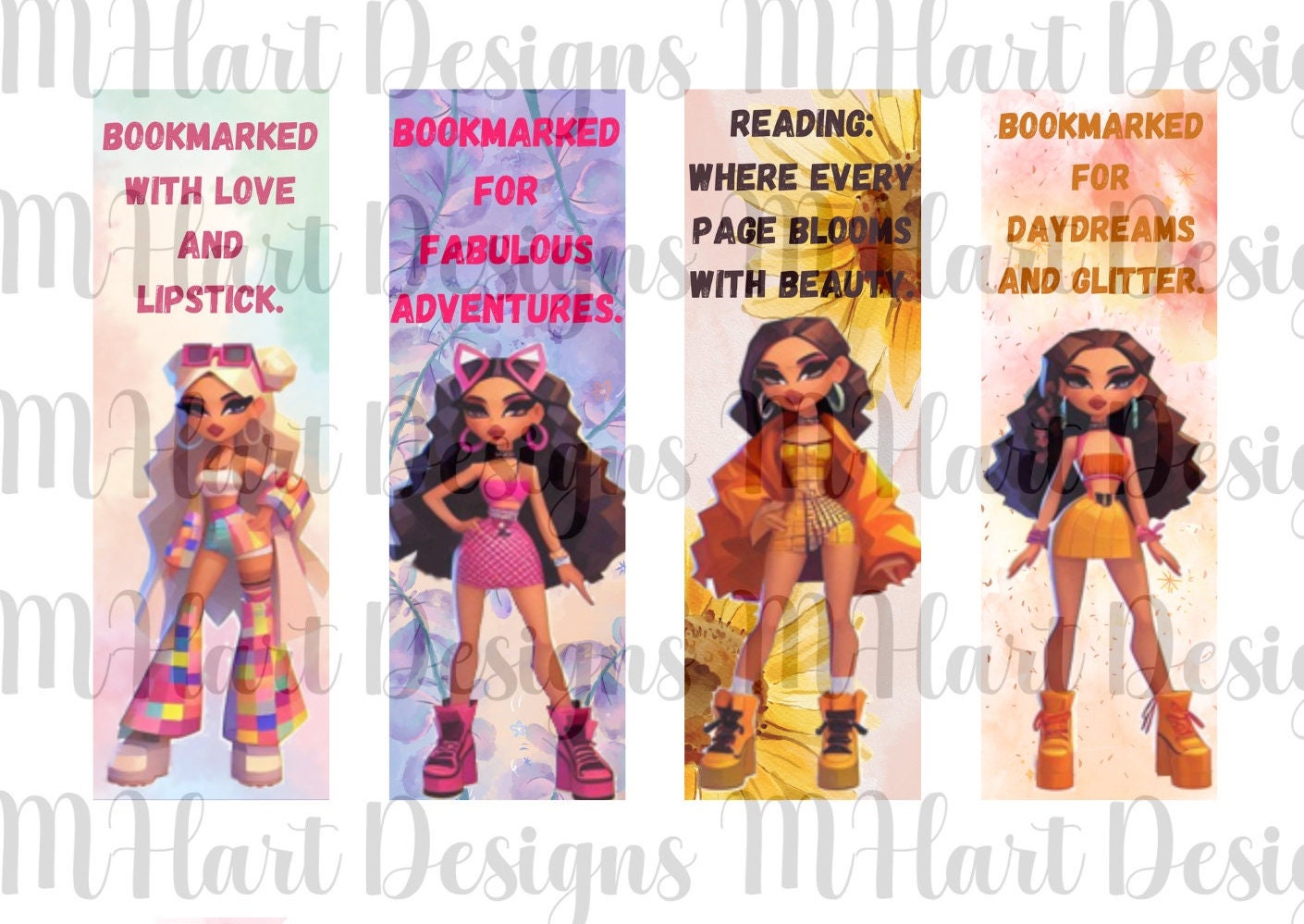 Girly Printable Bookmarks Set of 15 Instant Download Book Lover Gifts ...