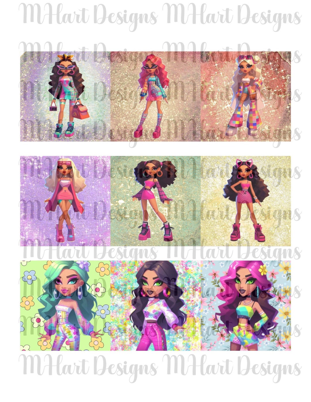 Girl Stickers, Sticker Sheet, 20 + Printable Pdf File- Png File ...